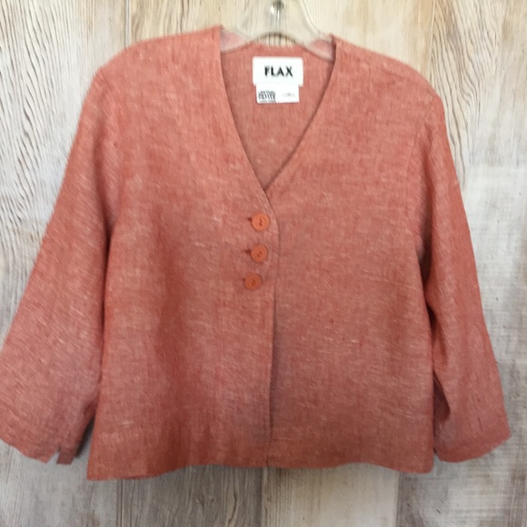 Flax | Jackets & Coats | Flax Linen Orange Chambray Jacket Petite ...